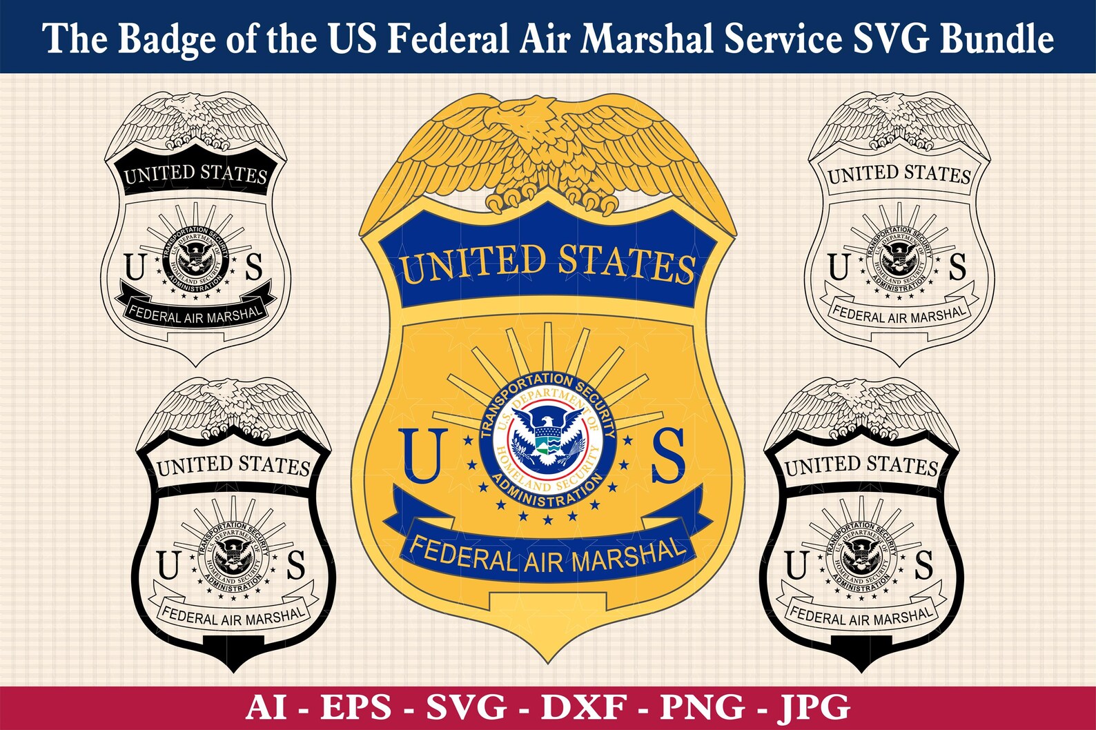 The Badge of the US Federal Air Marshal Service SVG Bundle, Federal Air ...