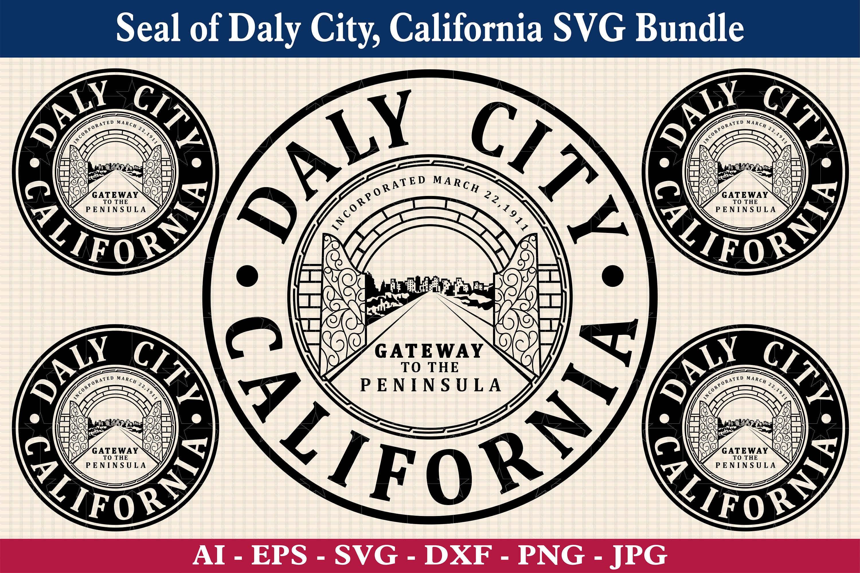 Seal of Daly City, California SVG Bundle, Daly City Emblem Svg, Daly ...