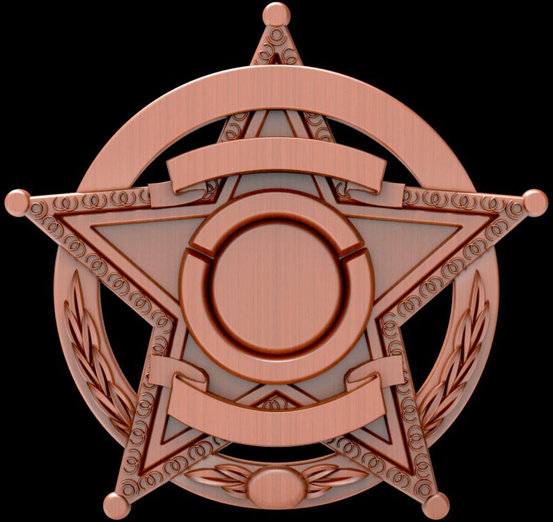 Five Point Star Sheriff Badge Blank Template 3D, Sheriff Badge Stl File ...