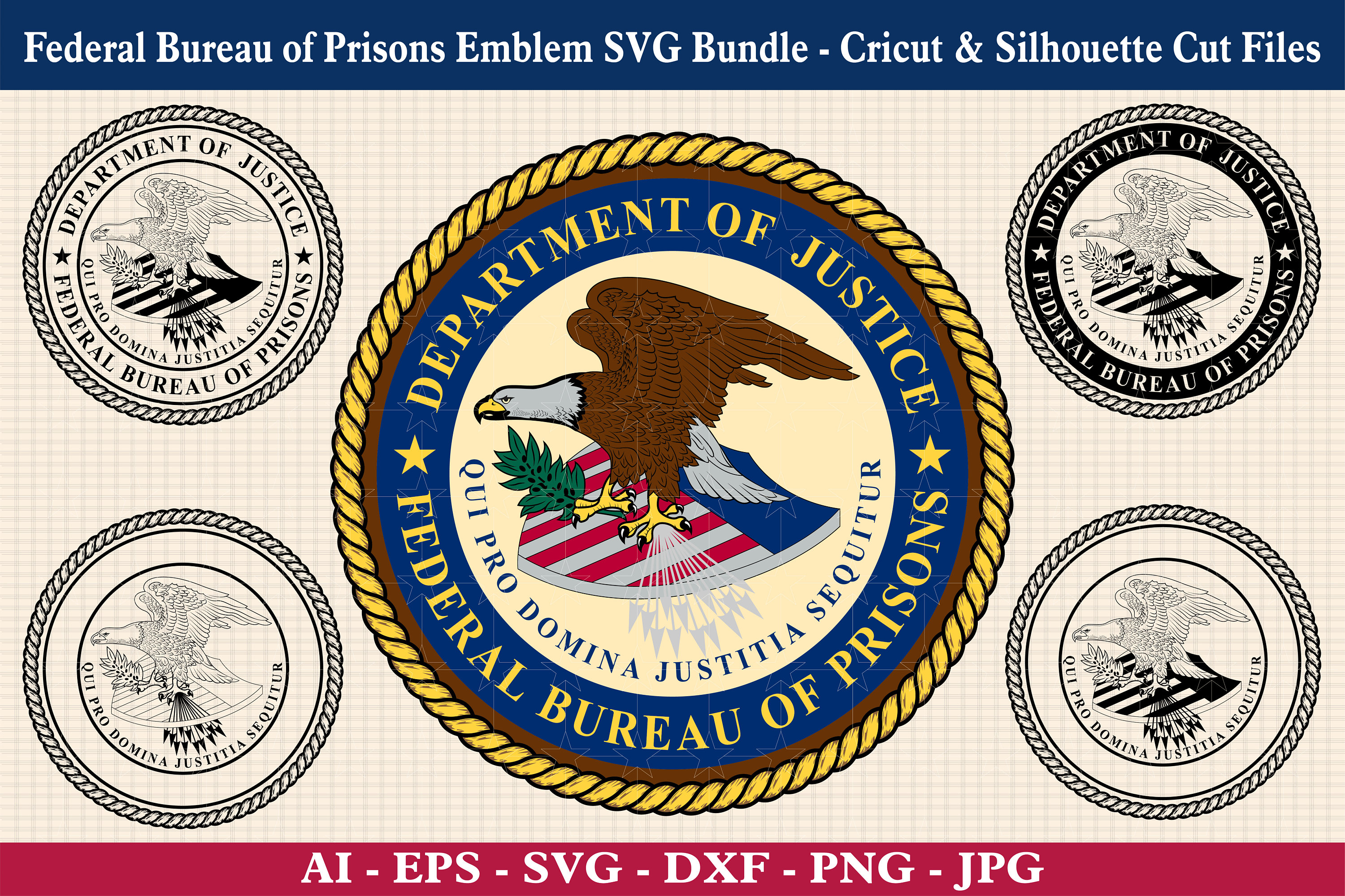 Federal Bureau of Prisons Emblem SVG Bundle, DOJ Prisons Seal PNG ...