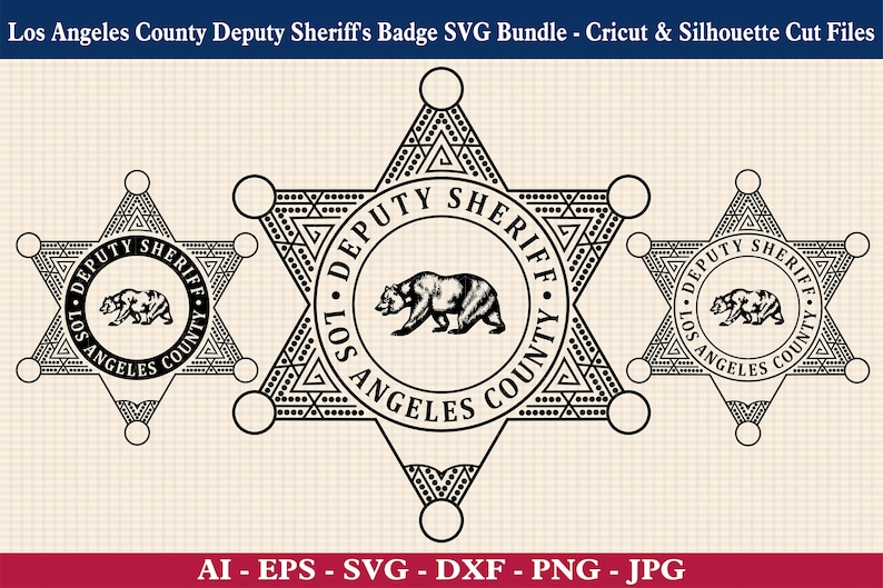 Los Angeles Deputy Sheriff Badge SVG Bundle, Cricut Cut Files - Etsy