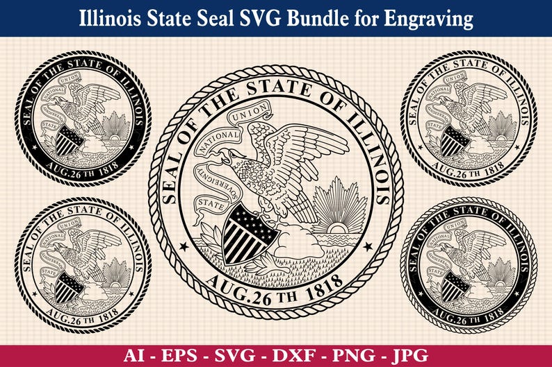Vintage Illinois State Seal SVG Bundle – Vector Cut Files - Etsy