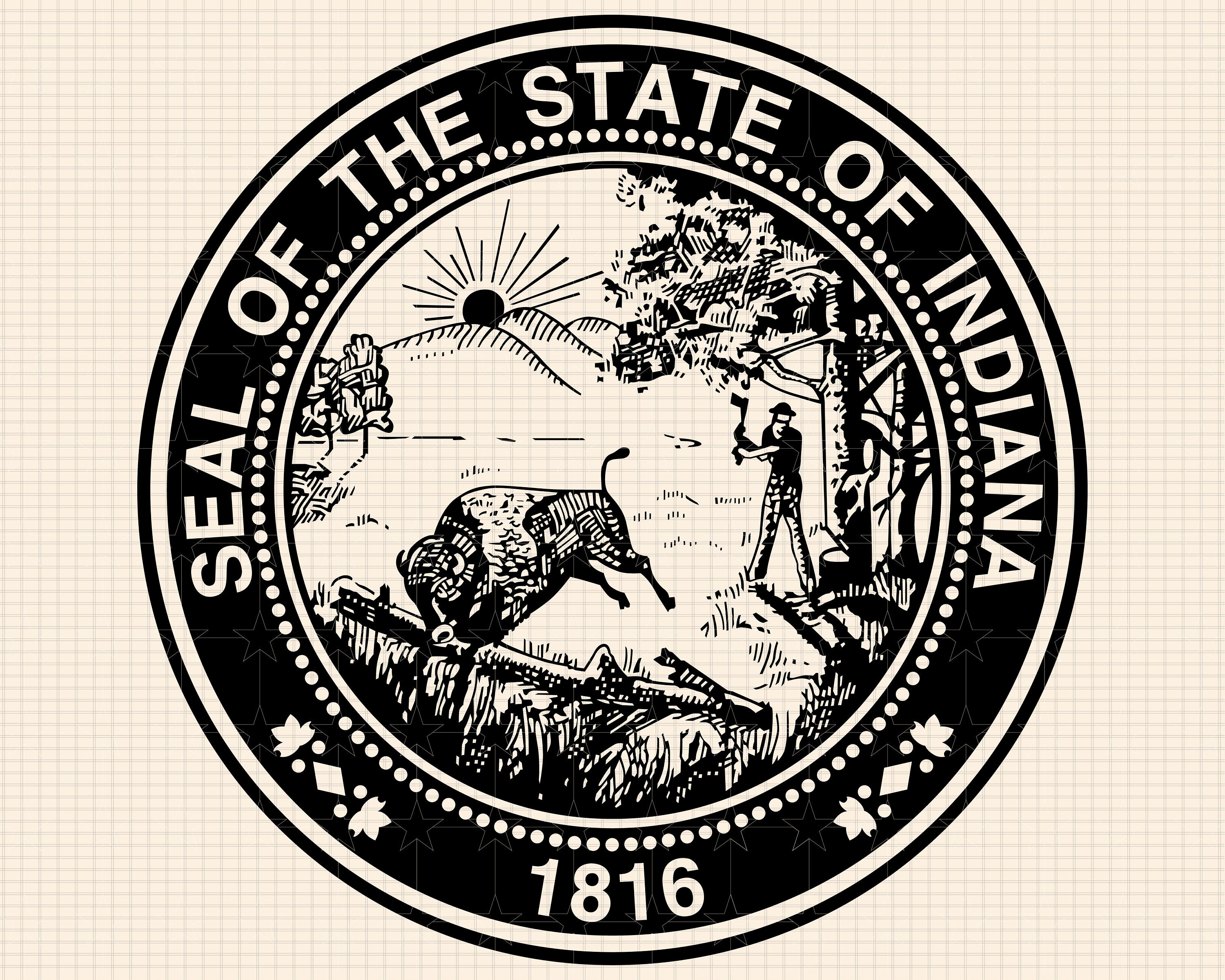 Seal of the State of Indiana SVG Bundle, State of Indiana Emblem Svg ...