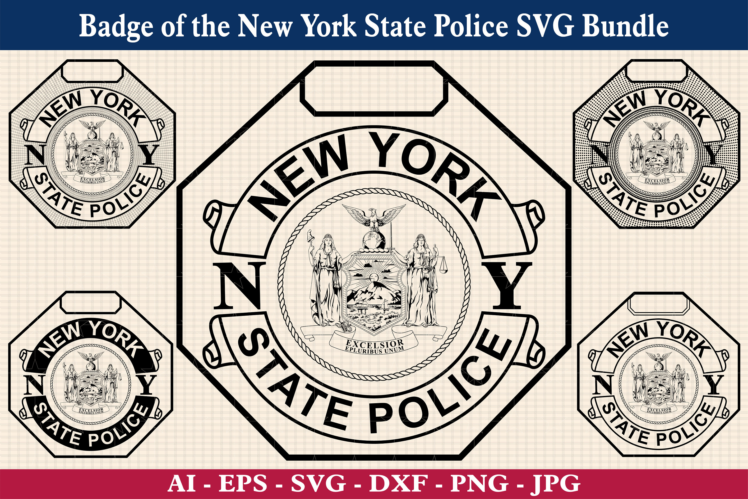 Badge of the New York State Police SVG Bundle, NYSP Badge Svg, NY State ...