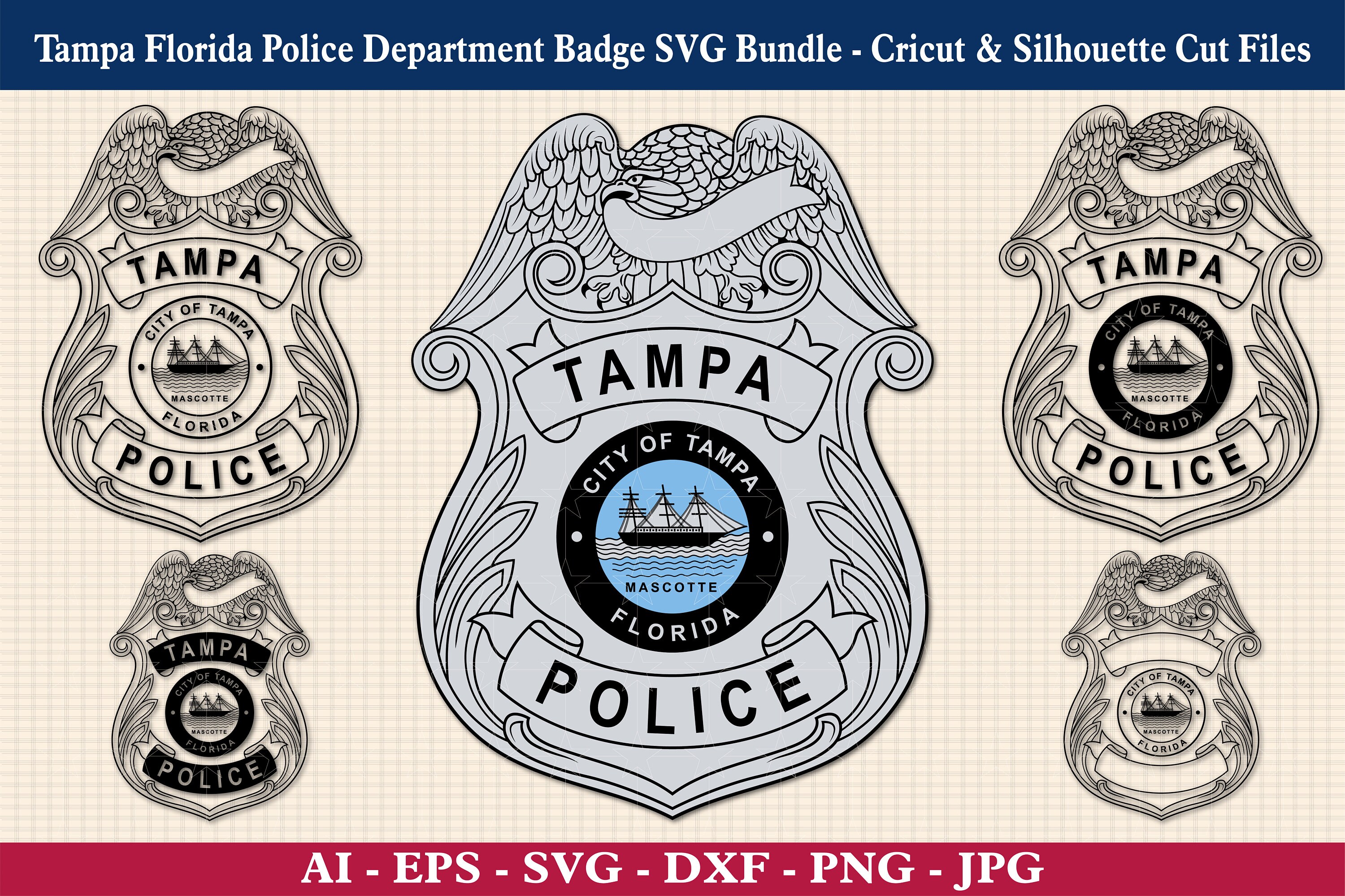 Tampa Florida Police Department Badge SVG Bundle, Tampa Police ...