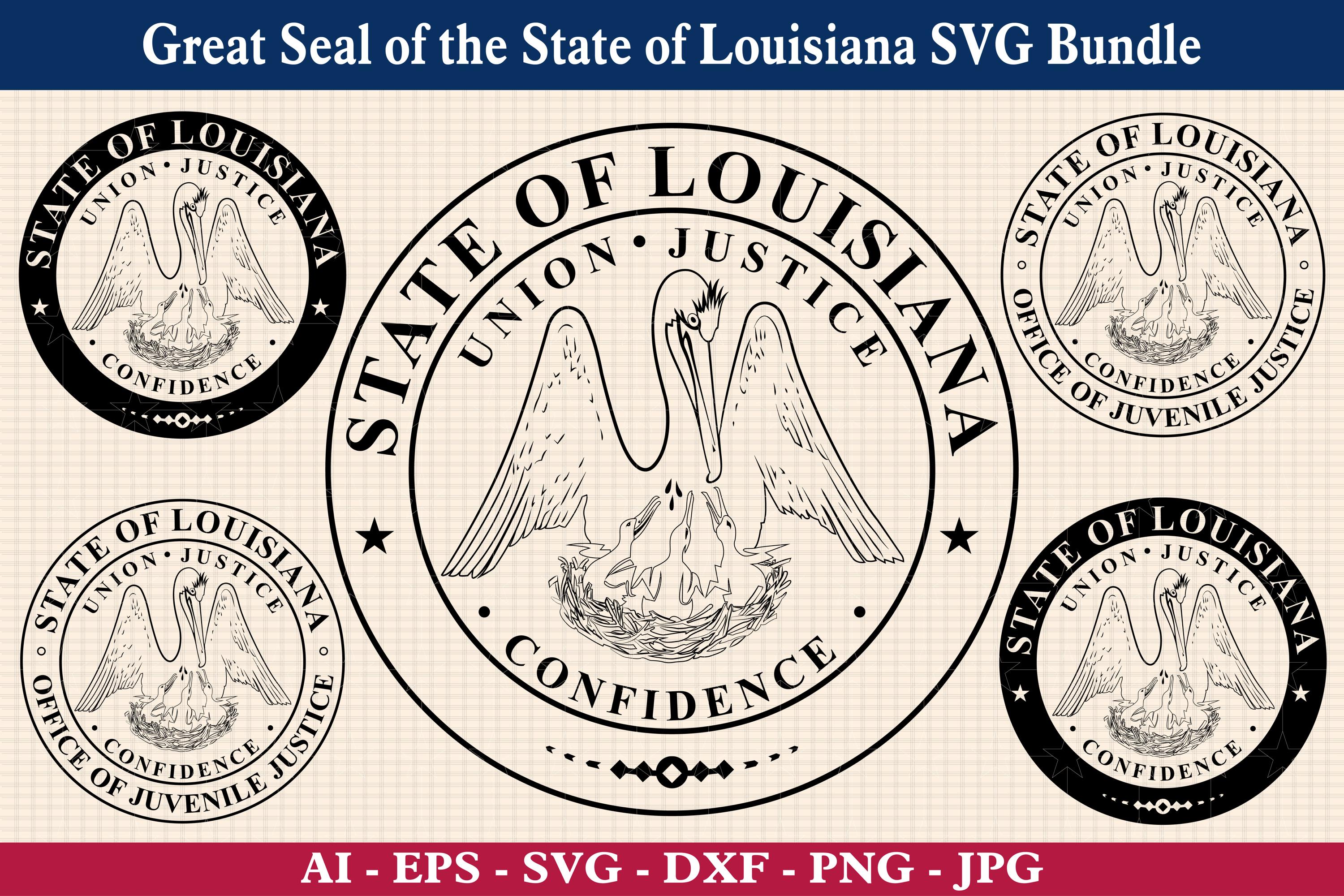 Great Seal of the State of Louisiana Svg Bundle, State of Louisiana ...