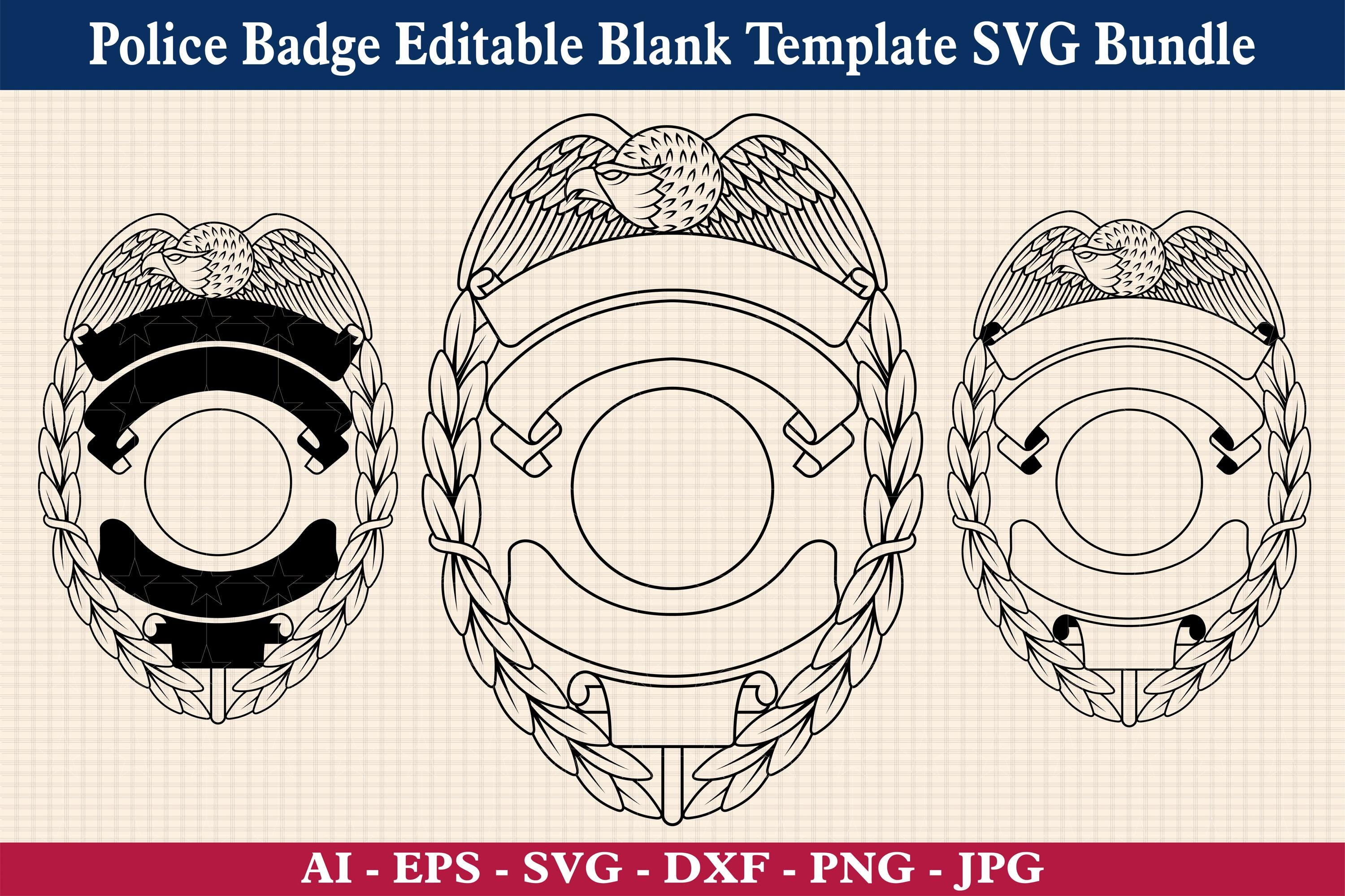 Police Badge Editable Blank Template SVG, Eagle Blank Police Badge ...
