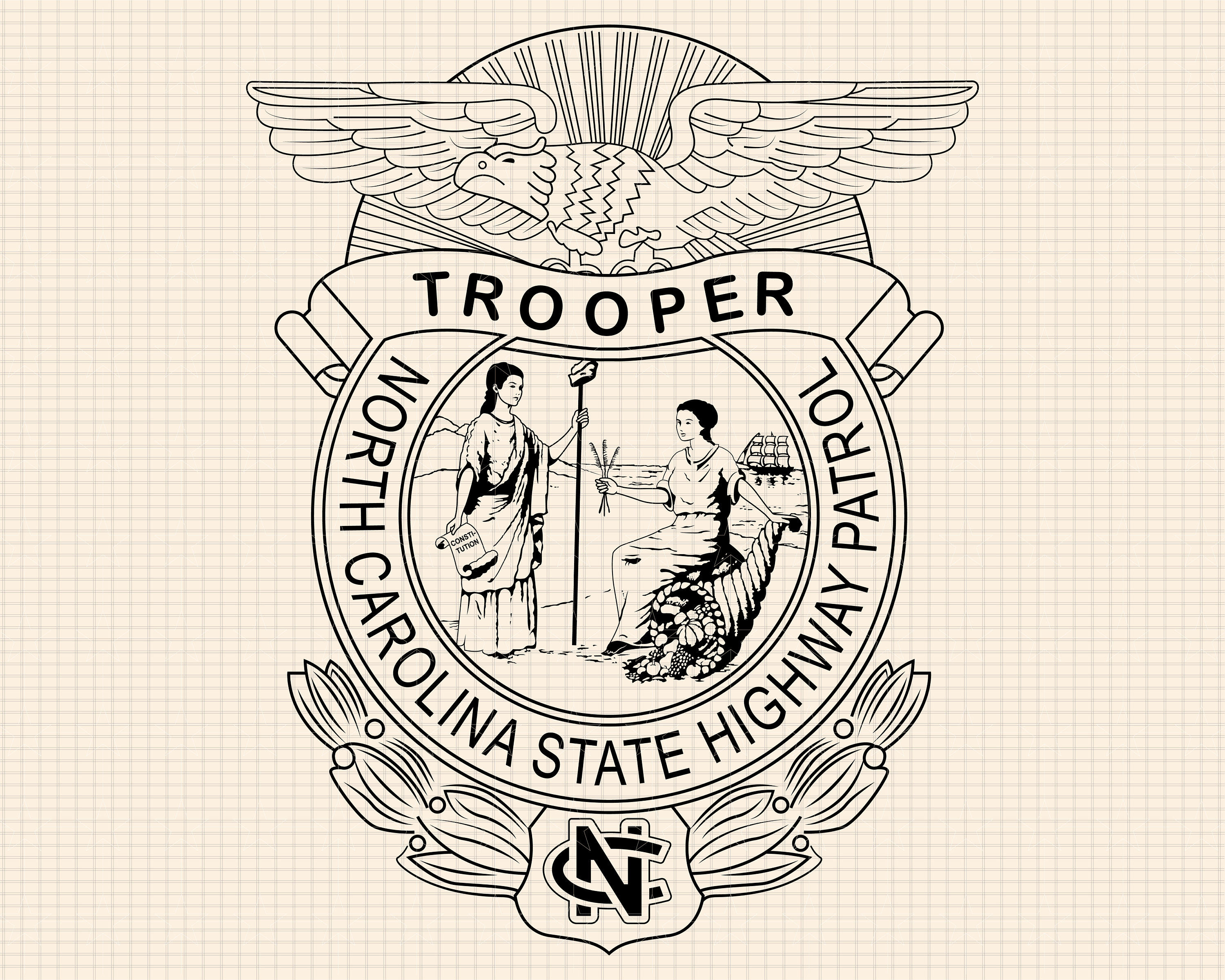 Trooper Badge of the North Carolina State Highway Patrol SVG Bundle ...