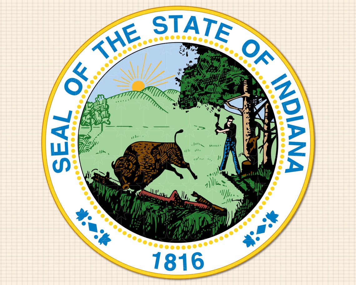 Seal of the State of Indiana SVG Bundle, State of Indiana Emblem Svg ...
