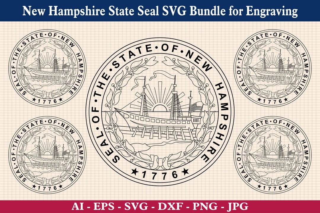 New Hampshire State Seal SVG Bundle - Vintage Emblem Vector Cut Files ...
