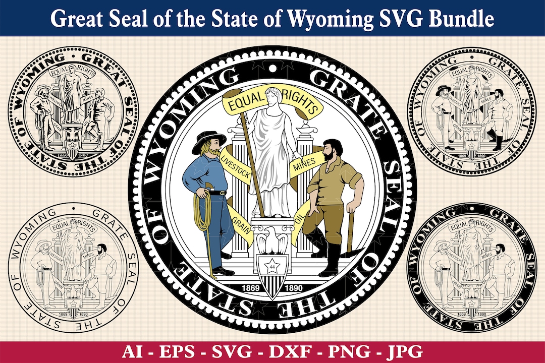 Great Seal of the State of Wyoming SVG Bundle, Seal of Wyoming Vector ...