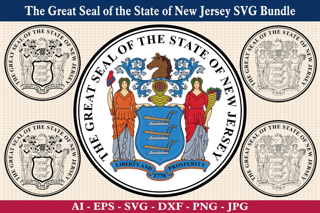 The Great Seal of the State of New Jersey SVG Bundle, New Jersey Seal ...
