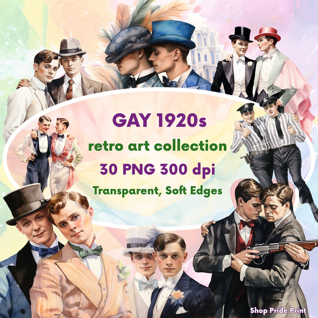 Gay Retro Pairs 1920s Art Bundle, LGBTQ Images, Pride Illustrations ...