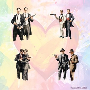 Gay Retro Pairs 1920s Art Bundle, LGBTQ Images, Pride Illustrations ...