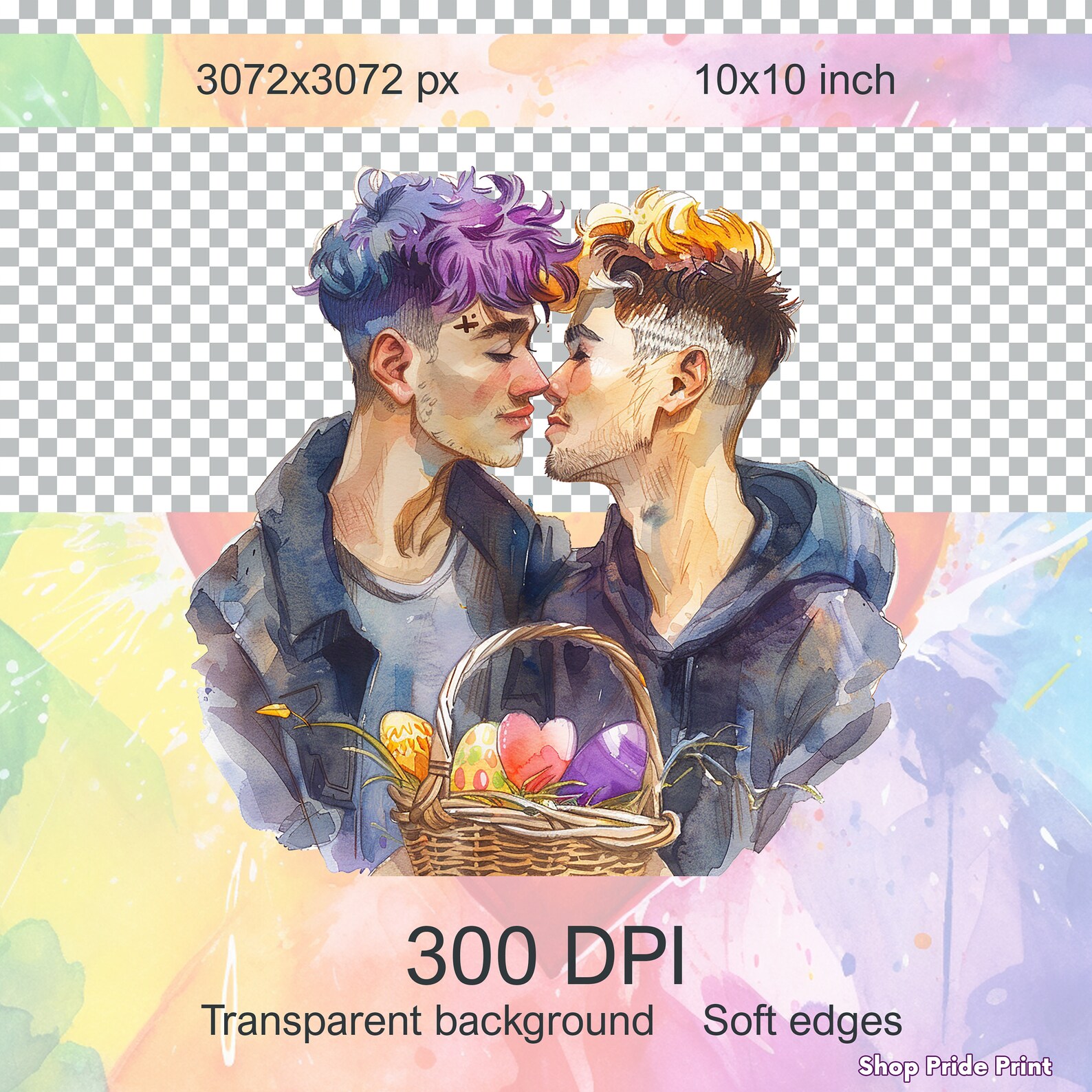 30 PNG Rainbow Easter Couple Clipart, Gay Pride Printable, Paper ...