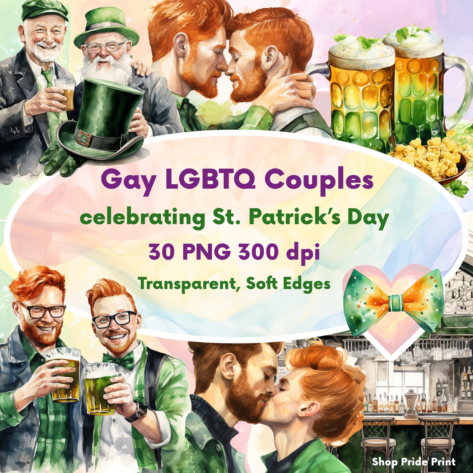 St Patricks Clip Art Gay Couples Set Digital Art Scrapbooking Clipart ...