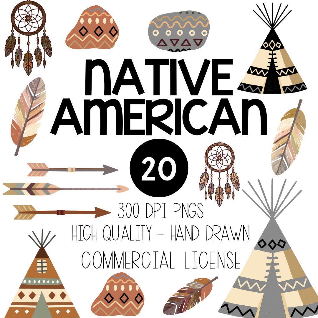 Native American Clipart - Hand Drawn Indigenous Heritage Images ...