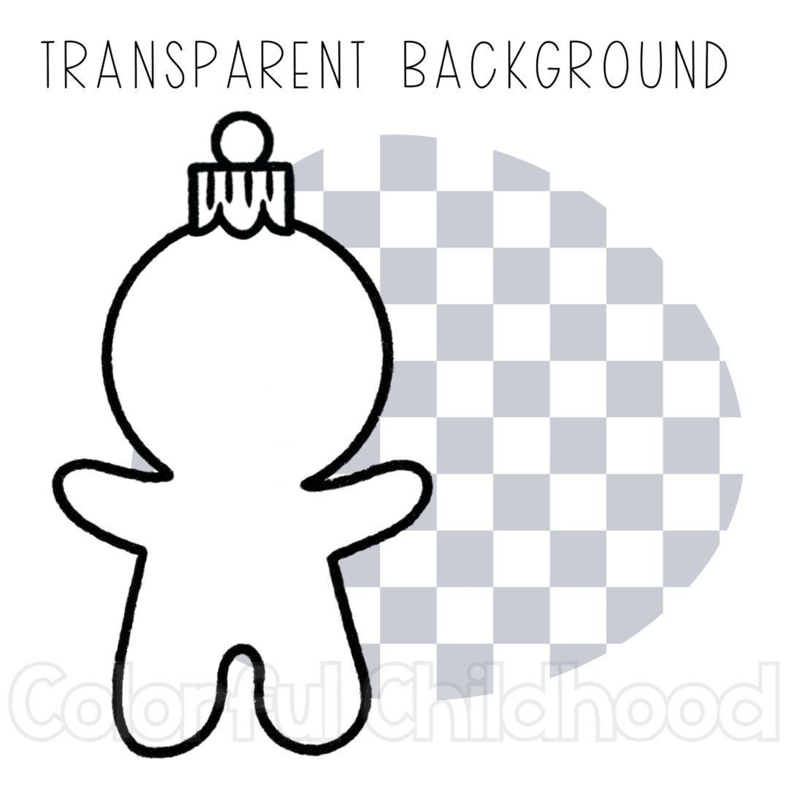 Editable Christmas Ornaments Doodle Clipart - Black and White Outline ...