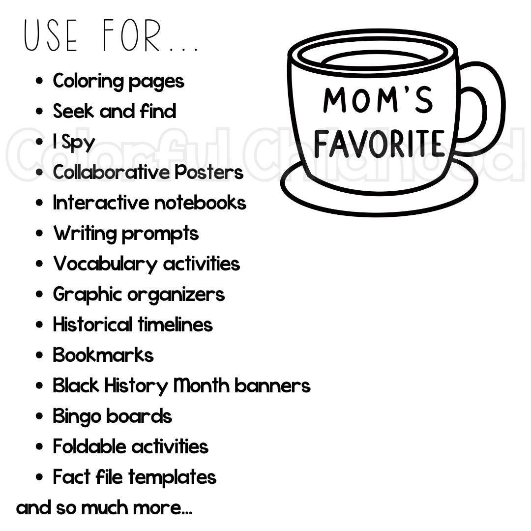 Mother's Day Doodle Clipart - Black and White Outline and Hand Drawn ...