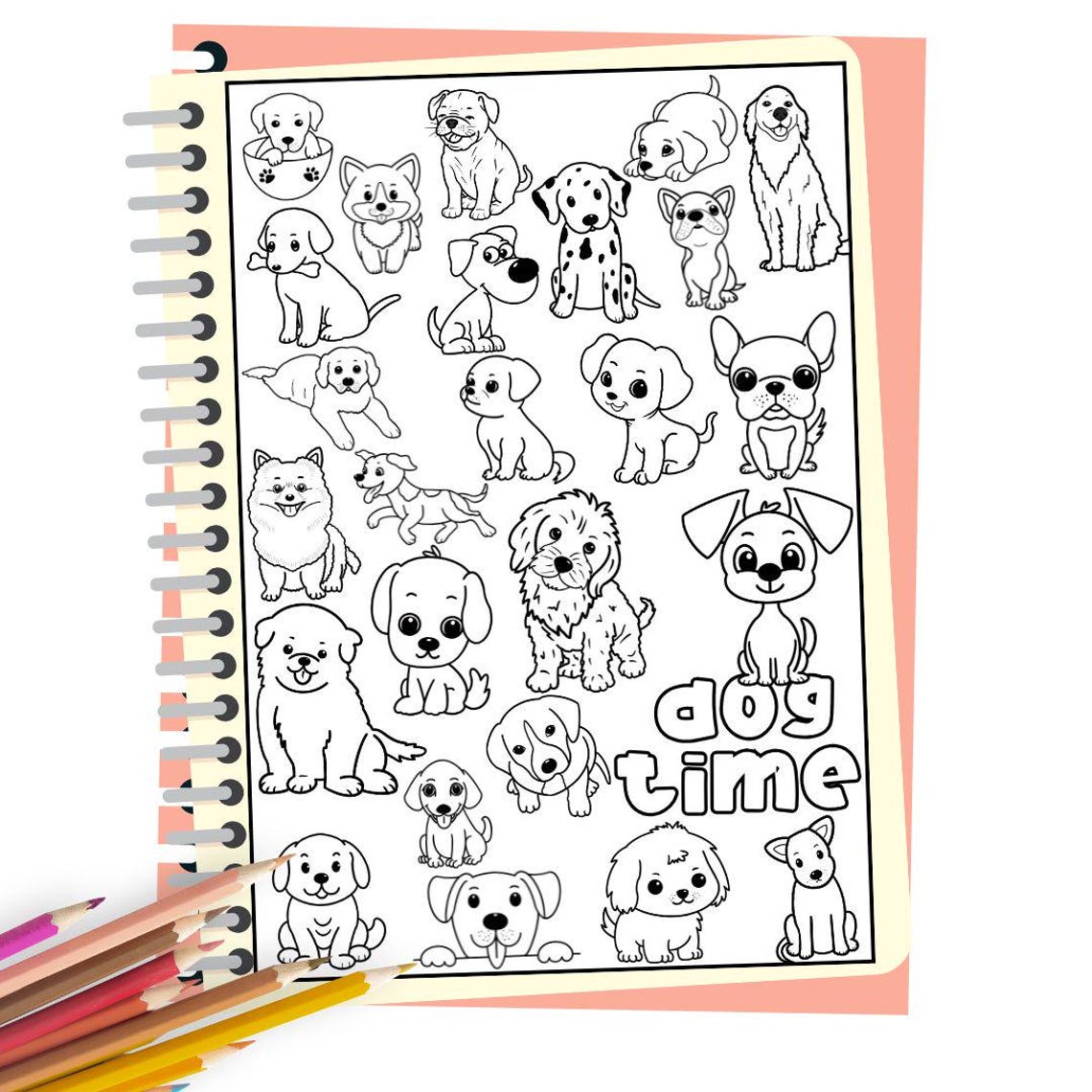Dogs Doodle Clipart - Black and White Outline and Line Art Clipart ...