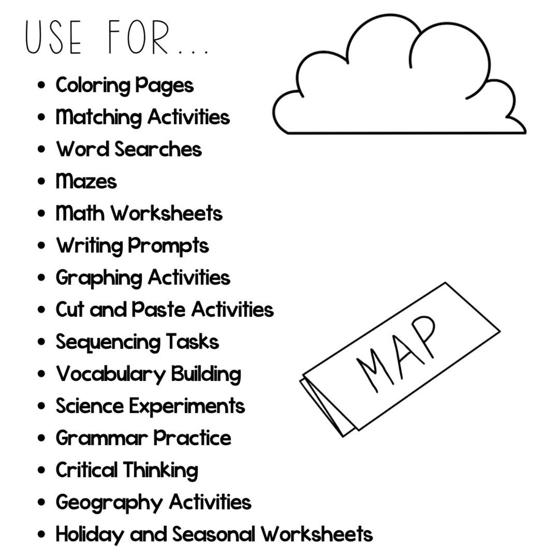 Camping Doodle Clipart, Camping / Summer Doodle Images, Hand Drawn ...