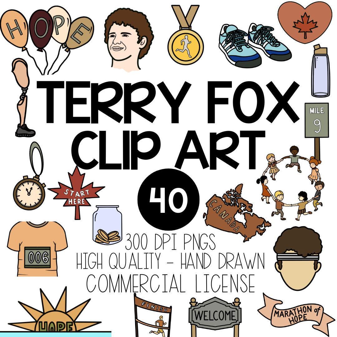 Terry Fox Doodle Clipart - Color Clipart - Commercial License Included ...