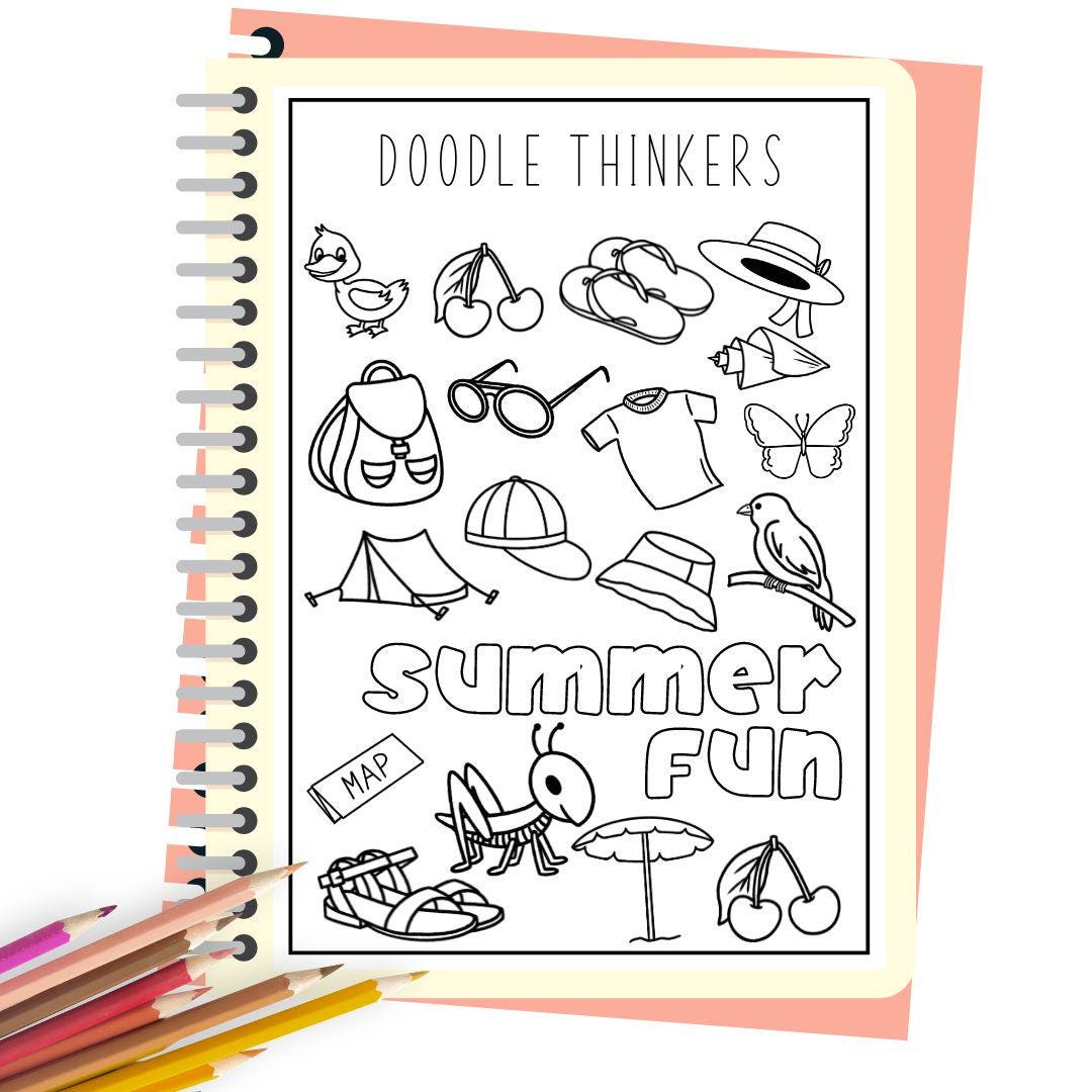 Summer Doodle Clipart - Black and White Outline and Line Art Clipart ...