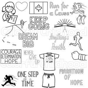 Terry Fox Doodle Clipart - Black and White Outline and Line Art Clipart ...