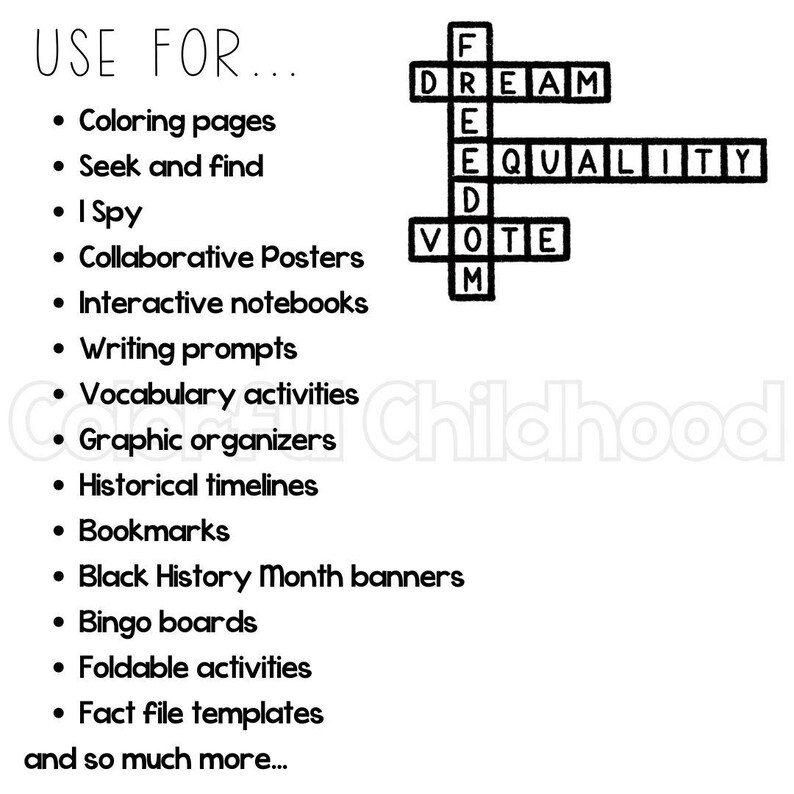 Black History Month Doodle Clipart - Black and White Outline and Line ...