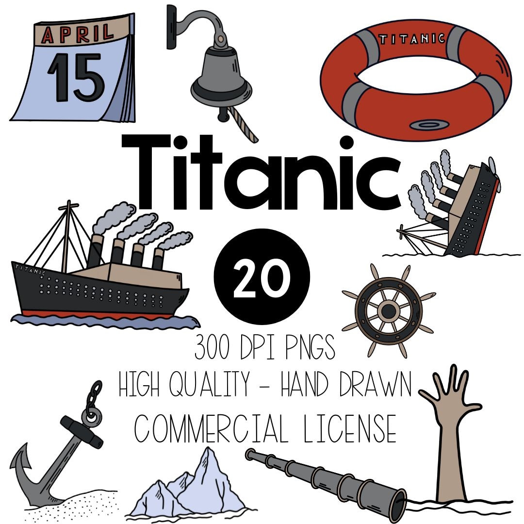 Titanic Clipart, Original Images, Color and Black & White | Commercial ...