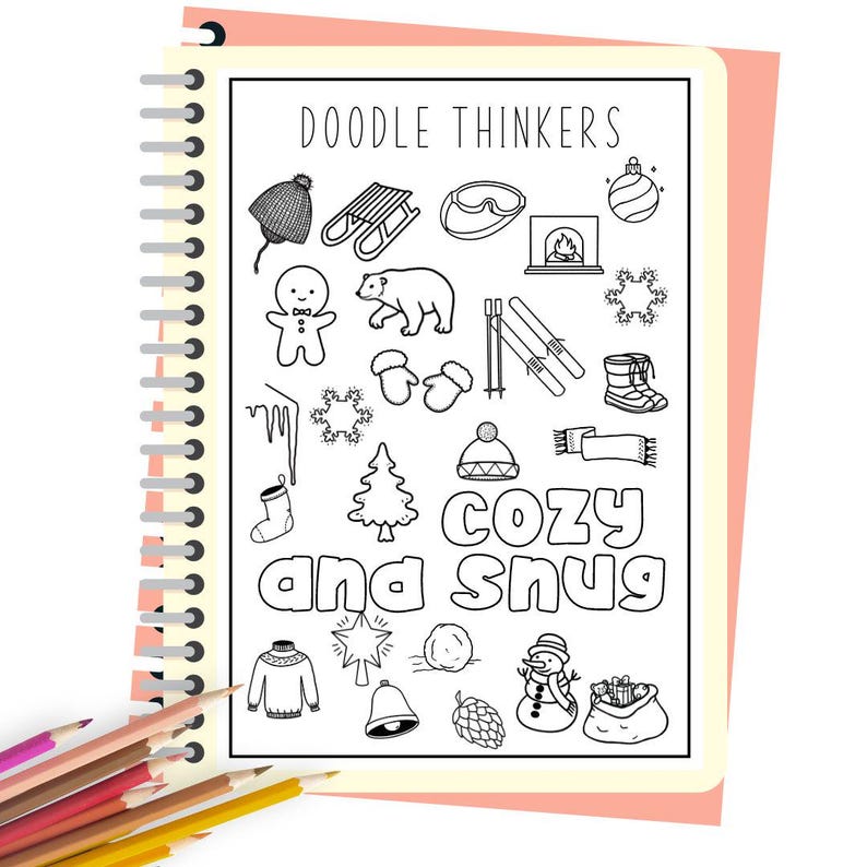 Winter Doodle Clipart - Black and White Outline and Line Art Clipart ...