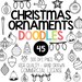 Christmas Ornaments Doodle Clipart - Black and White Outline and Line ...