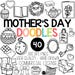 Mother's Day Doodle Clipart - Black and White Outline and Hand Drawn ...