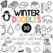 Winter Doodle Clipart - Black and White Outline and Line Art Clipart ...