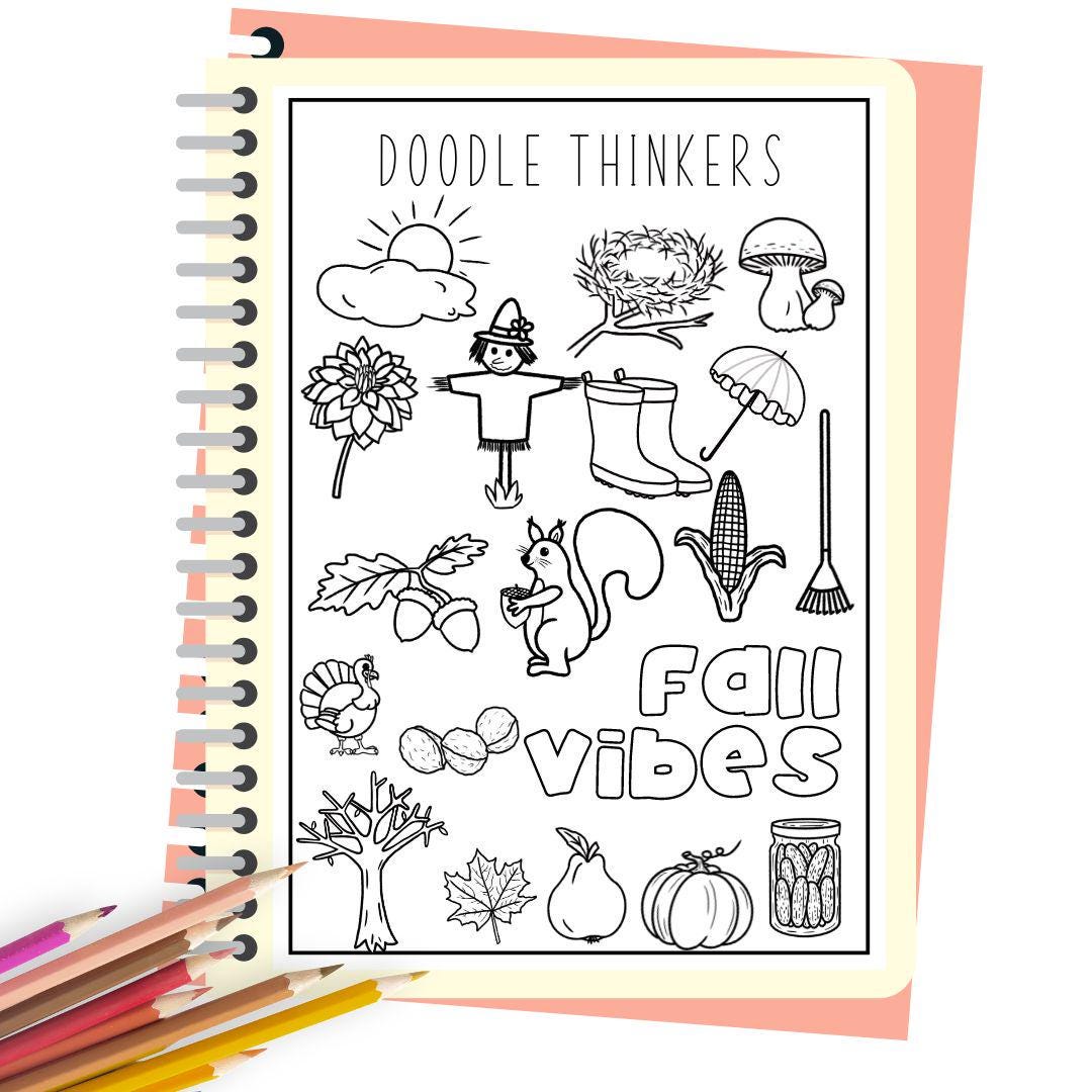Fall Doodle Clipart - Black and White Outline and Line Art Clipart ...