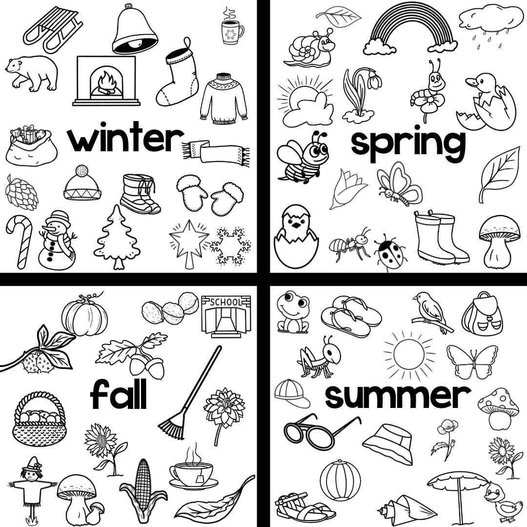 Seasonal Doodle Clipart - Black and White Outline and Line Art Clipart ...