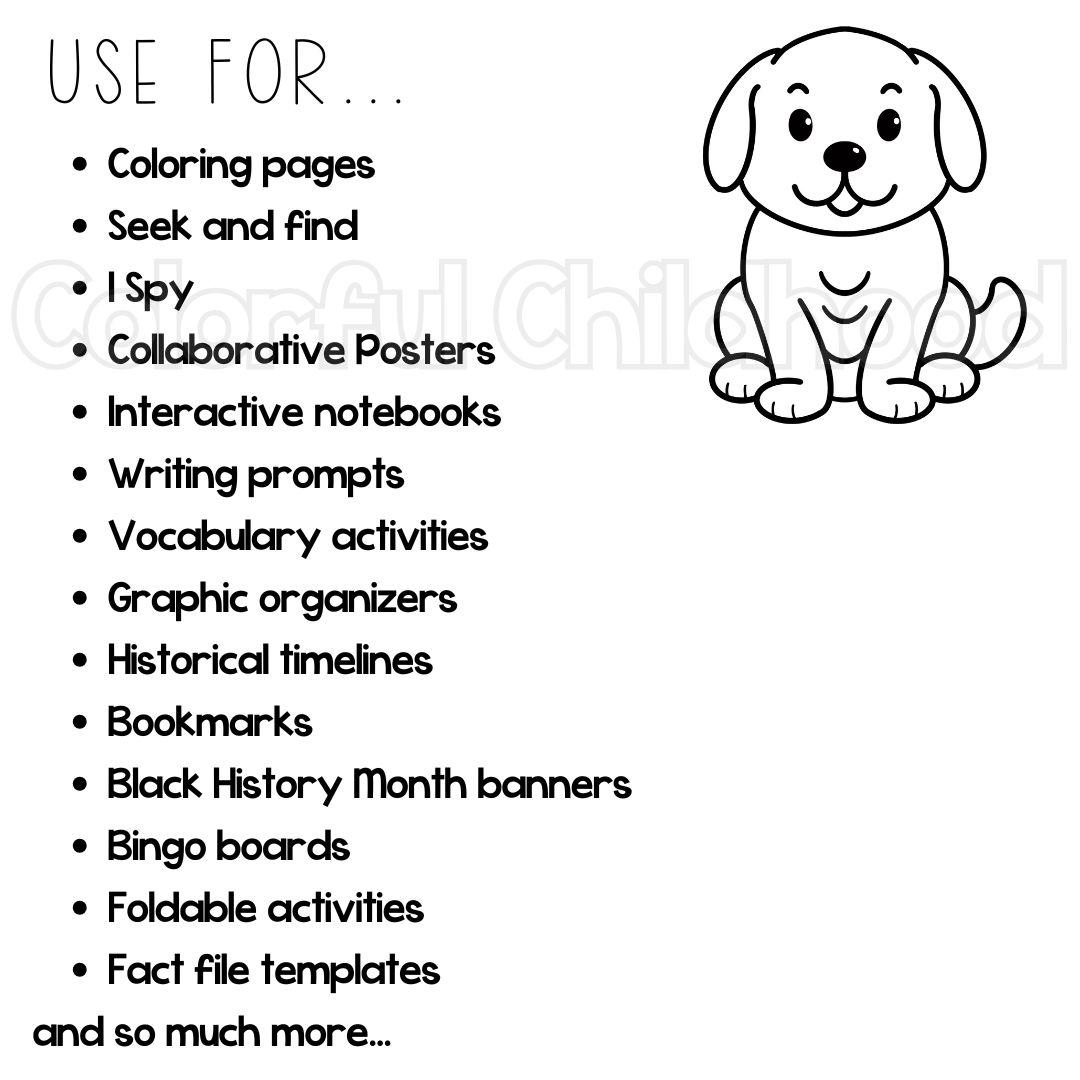 Dogs Doodle Clipart - Black and White Outline and Line Art Clipart ...