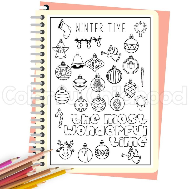 Christmas Ornaments Doodle Clipart - Black and White Outline and Line ...