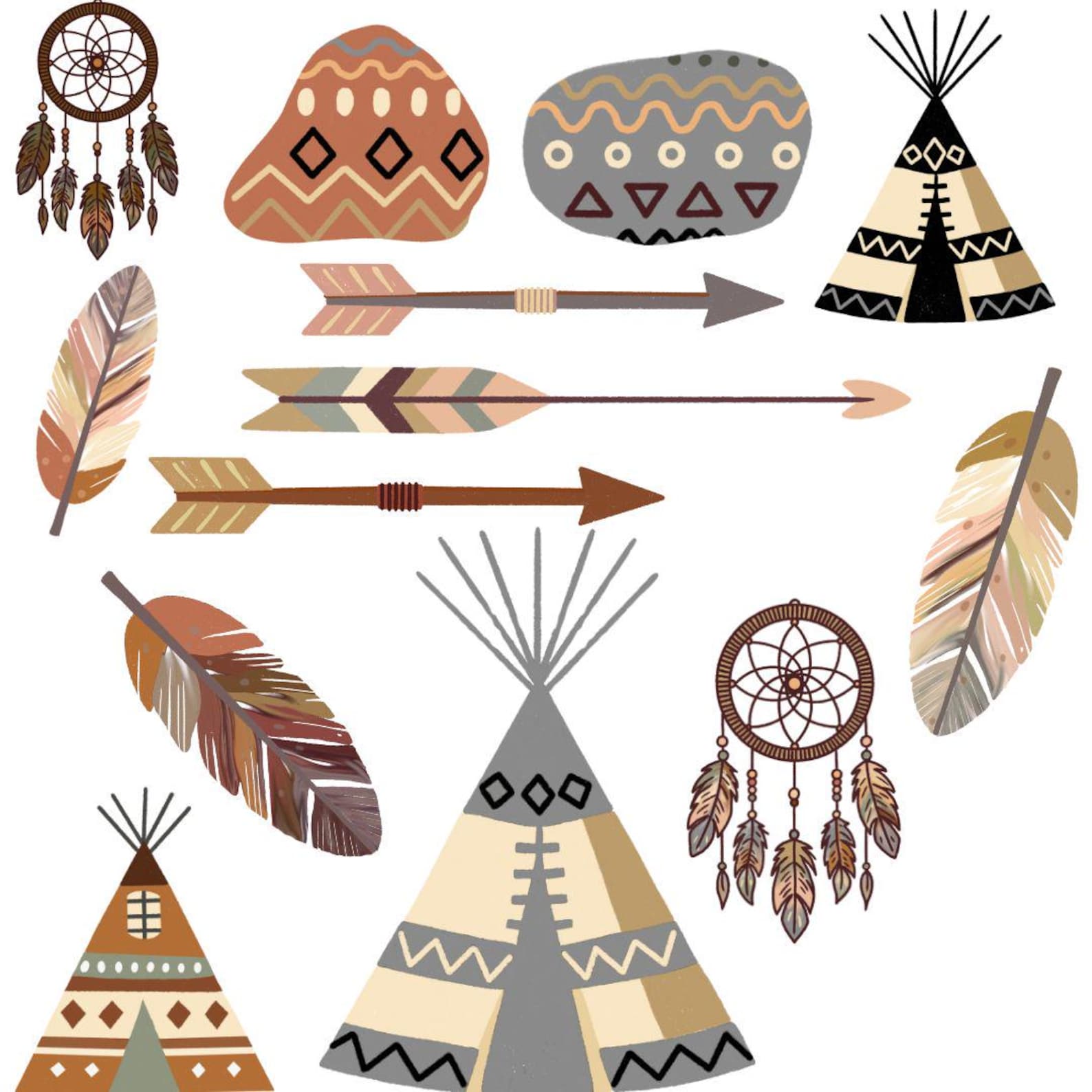 Native American Clipart - Hand Drawn Indigenous Heritage Images ...