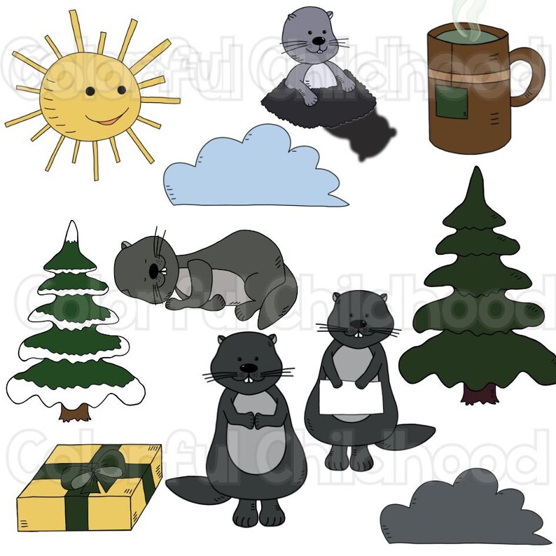 Groundhog Day Clipart Original Clip Art, Color and Black & White ...