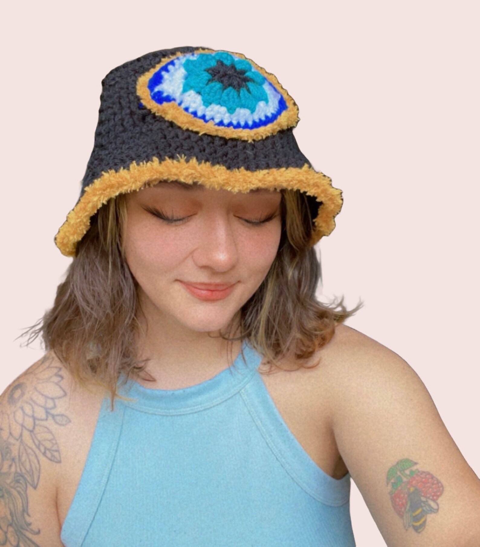 Crochet Eye Black Bucket Hat - Etsy