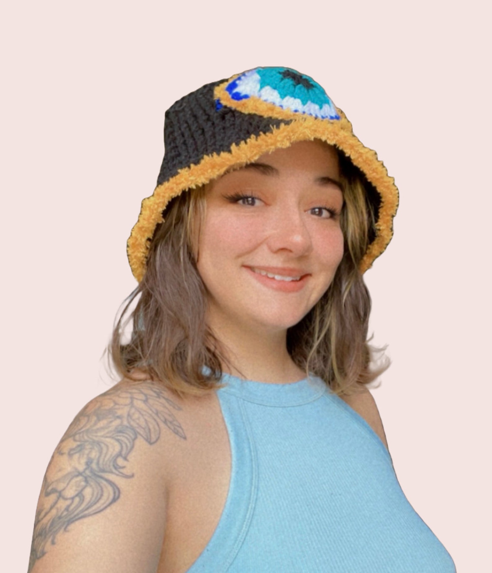 Crochet Eye Black Bucket Hat - Etsy