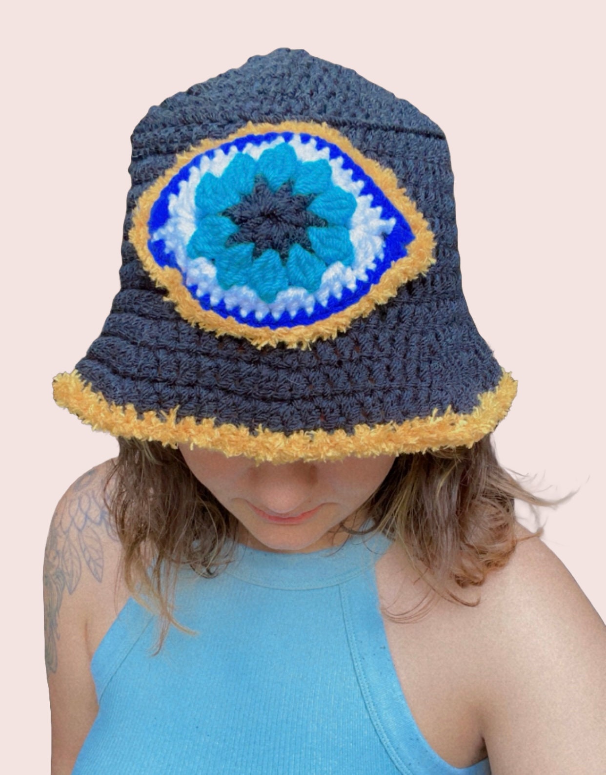 Crochet Eye Black Bucket Hat - Etsy
