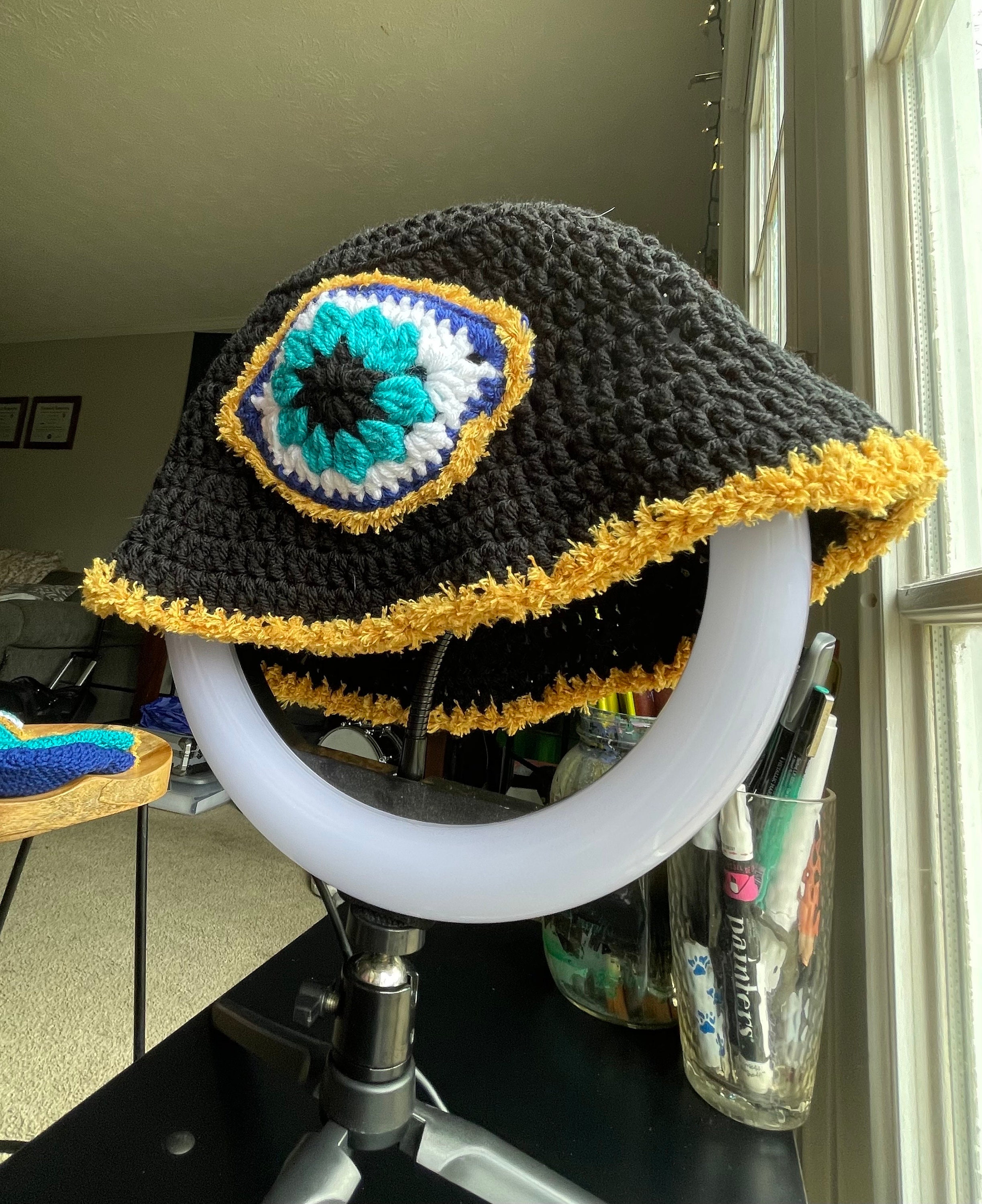 Crochet Eye Black Bucket Hat - Etsy