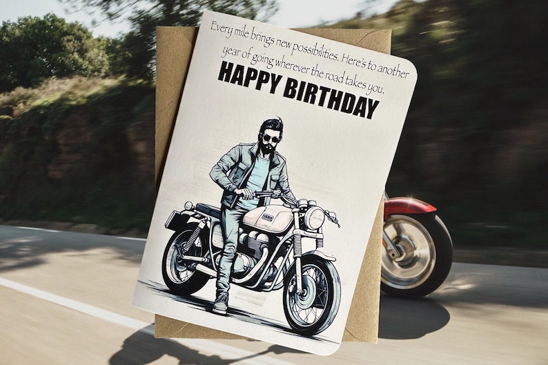 Motorcycle Birthday Card Biker Birthday Card Gift for Motorcycle Lover ...