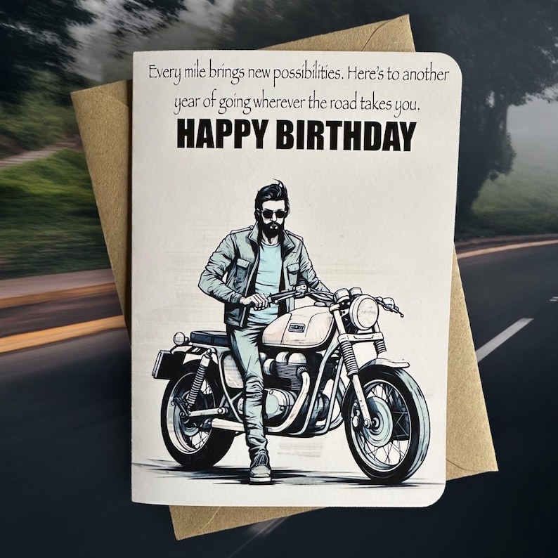 Motorcycle Birthday Card Biker Birthday Card Gift for Motorcycle Lover ...