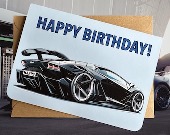 Personalised Sports Car Birthday Card Customised Birthday Card Supercar ...