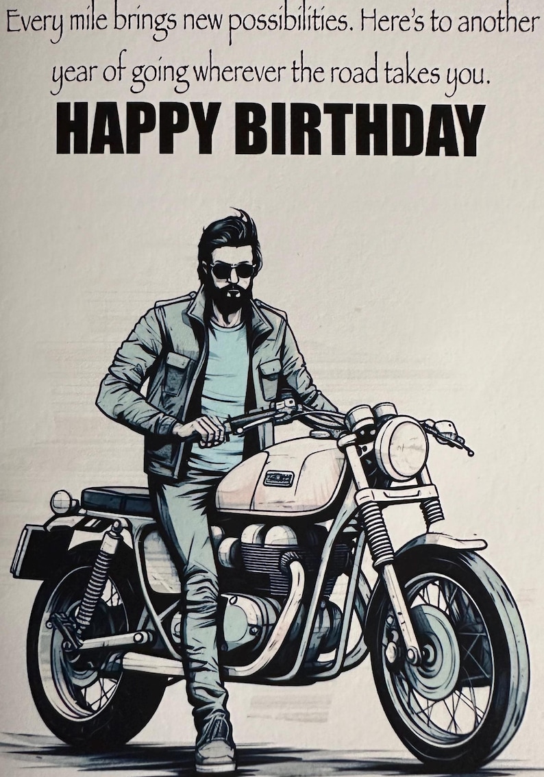 Motorcycle Birthday Card Biker Birthday Card Gift for Motorcycle Lover ...