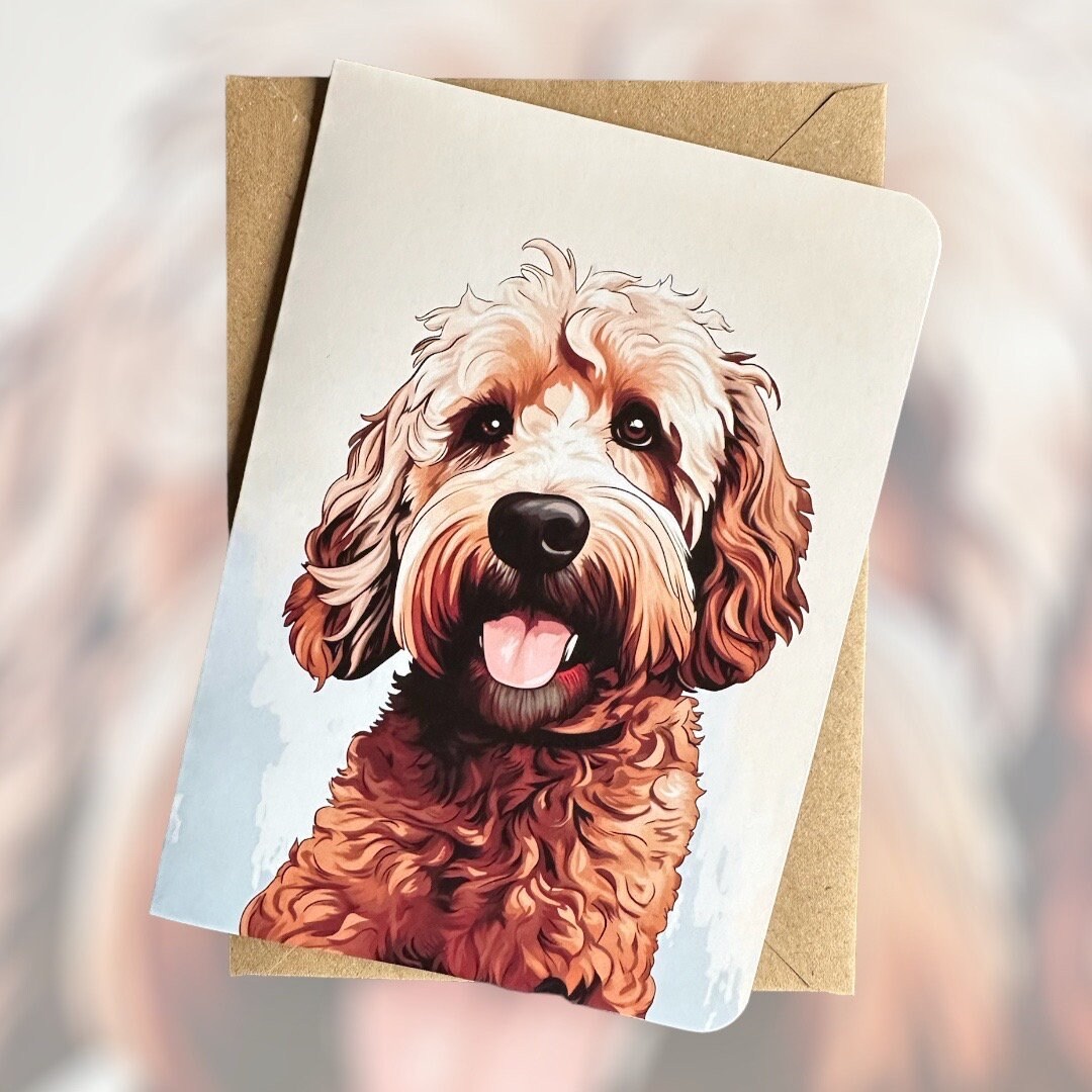 Labradoodle Dog Birthday Card Labradoodle Portrait Birthday Card Dog ...