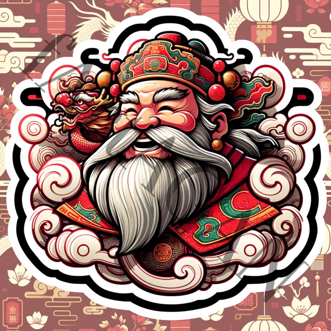 Traditional Chinese Man Happy Vynil Sticker Vibrant Die-cut Decal for ...